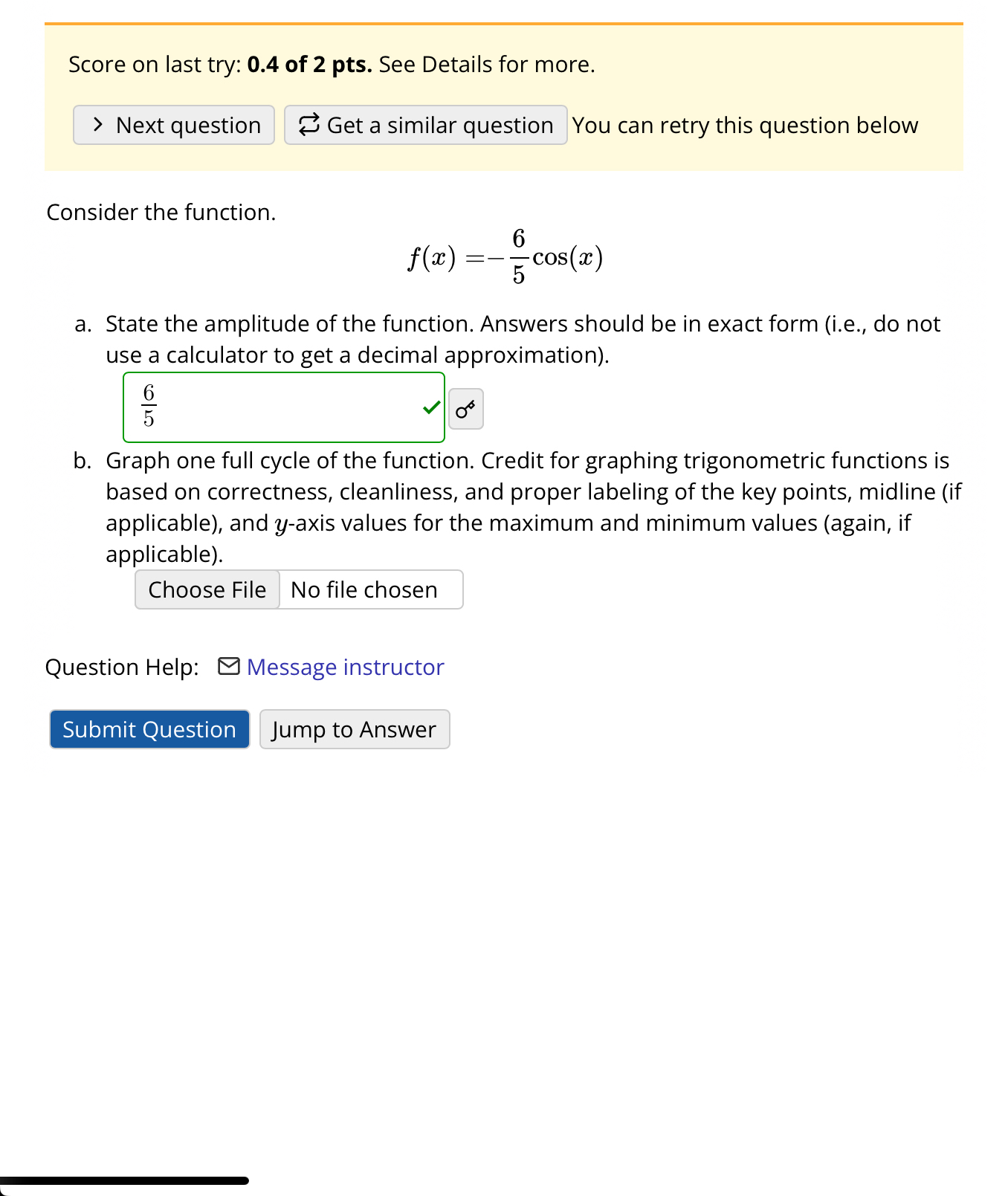 Solved Score on last try: 0.4 ﻿of 2 ﻿pts. ﻿See Details for | Chegg.com