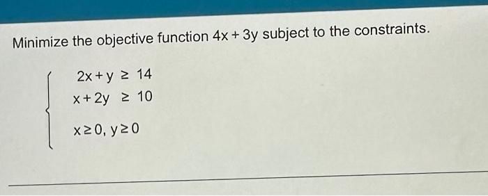 Solved Minimize The Objective Function 4x 3y Subject To The