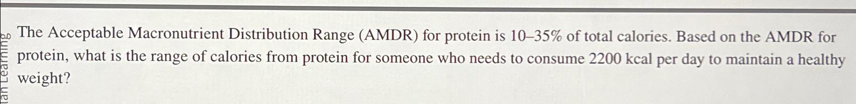 Solved The Acceptable Macronutrient Distribution Range | Chegg.com