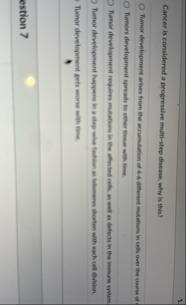 Solved Cancer is considered a progressive multi-step | Chegg.com