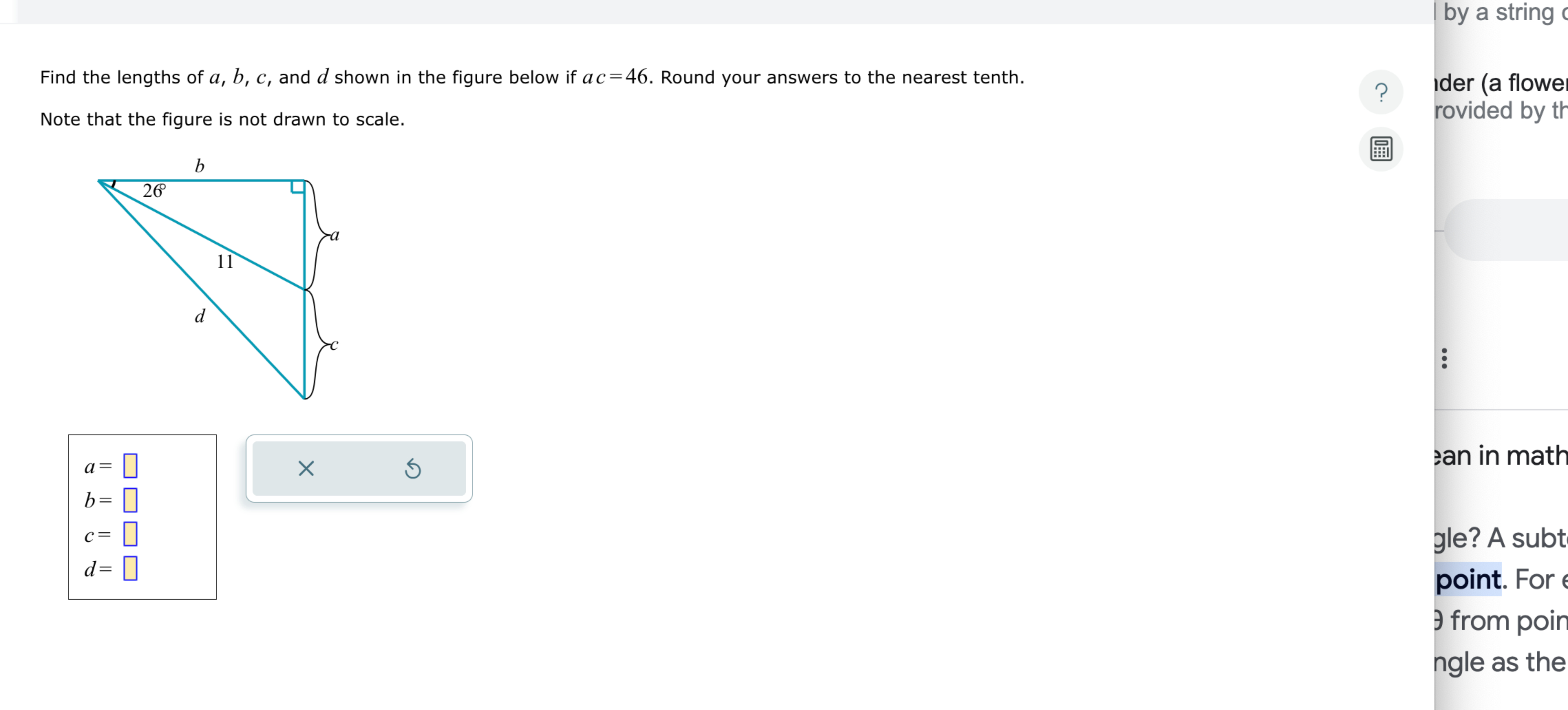 Solved Find the lengths of a,b,c, ﻿and d ﻿shown in the | Chegg.com