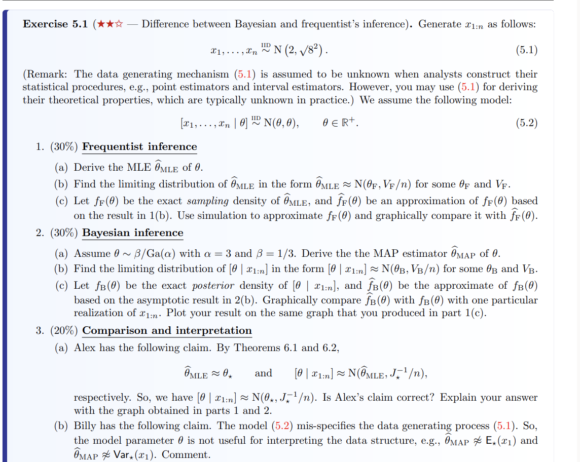 Solved Exercise Difference between Bayesian and | Chegg.com