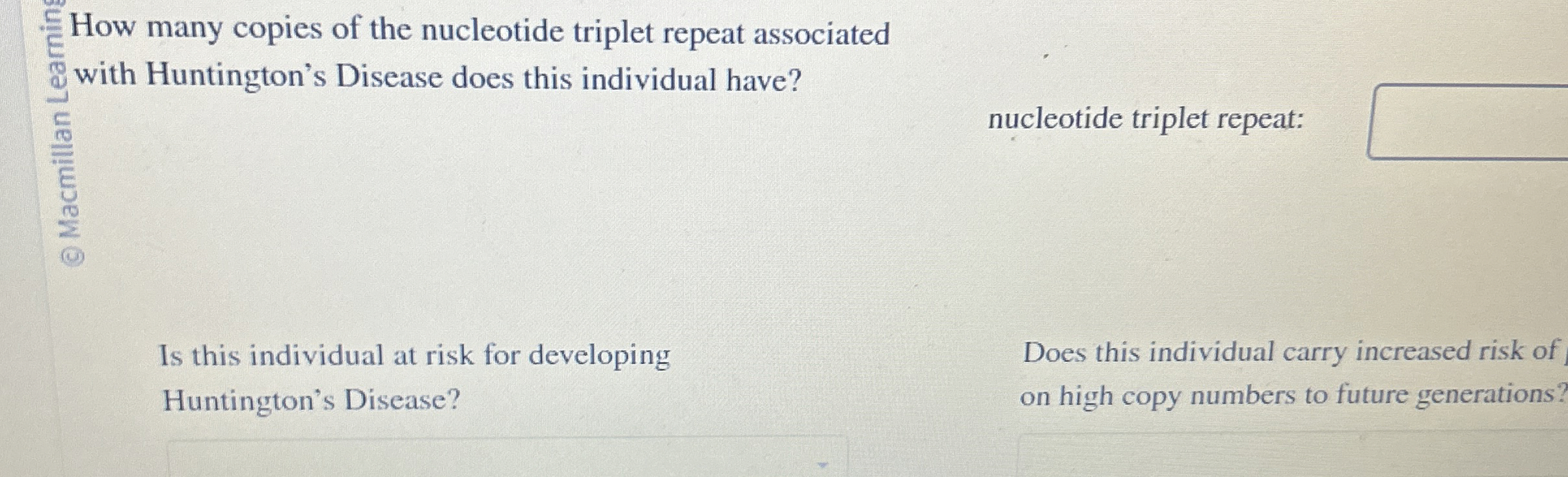 Solved How many copies of the nucleotide triplet repeat | Chegg.com