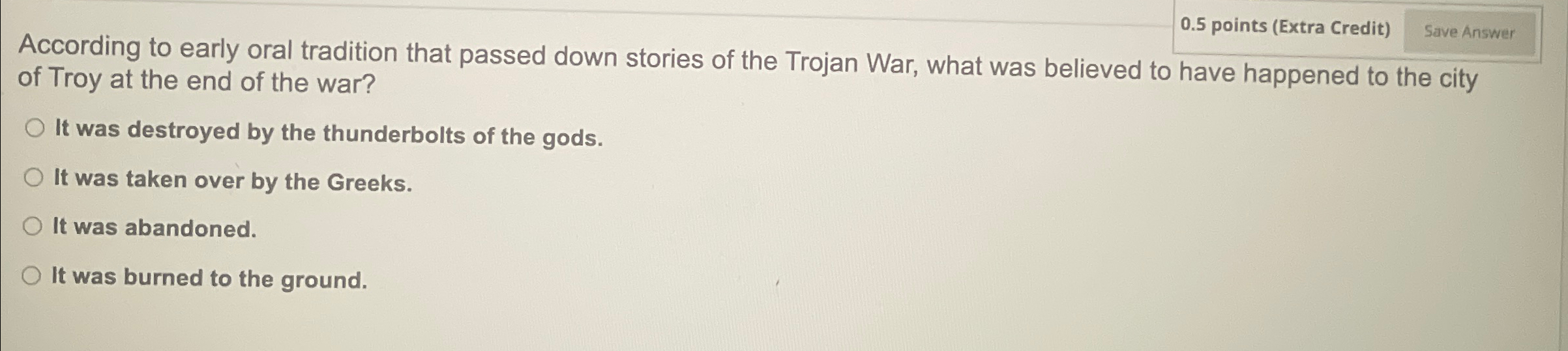 Solved 0.5 ﻿points (Extra Credit)According to early oral | Chegg.com