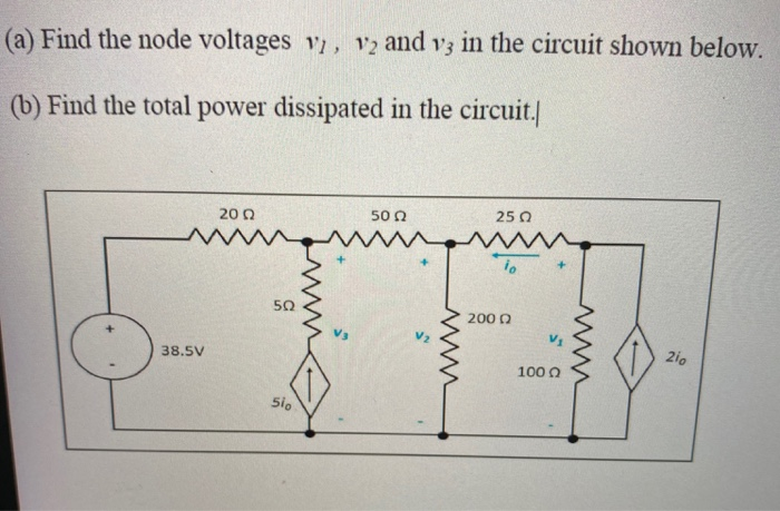 Solved (a) Find the node voltages vi, v2 and vz in the | Chegg.com