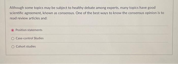 Solved Although some topics may be subject to healthy debate | Chegg.com