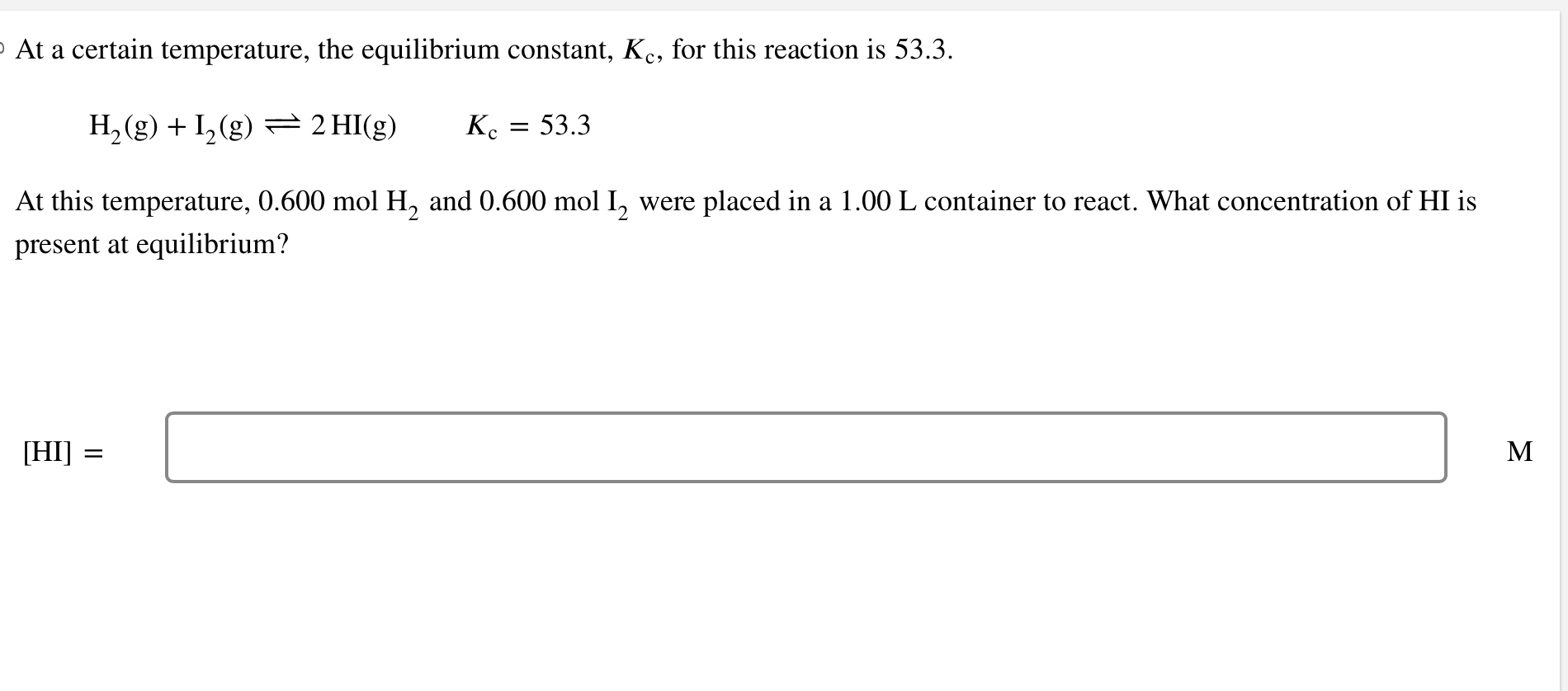 Solved At a certain temperature, the equilibrium constant, | Chegg.com