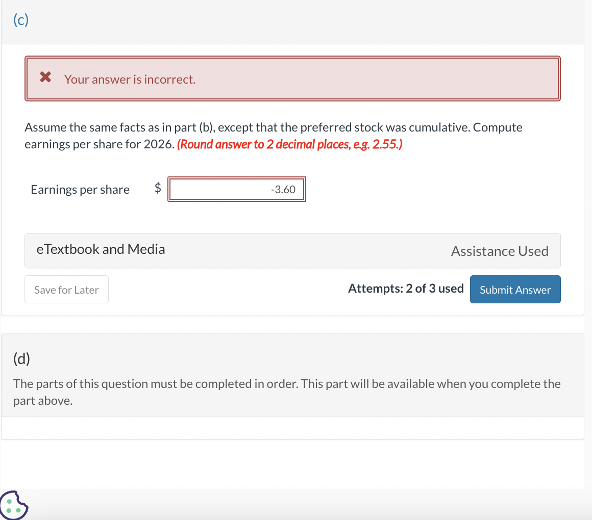 Solved (c)Your answer is incorrect.Assume the same facts as | Chegg.com