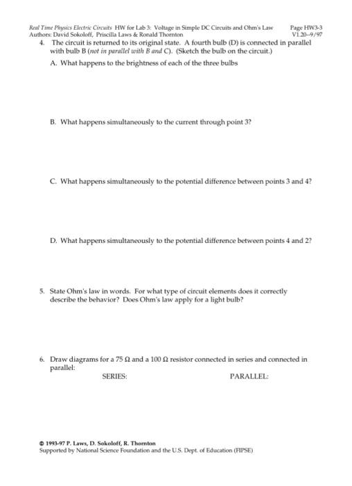 Real Time Physics Electric Circuits HW for Lab 3 | Chegg.com