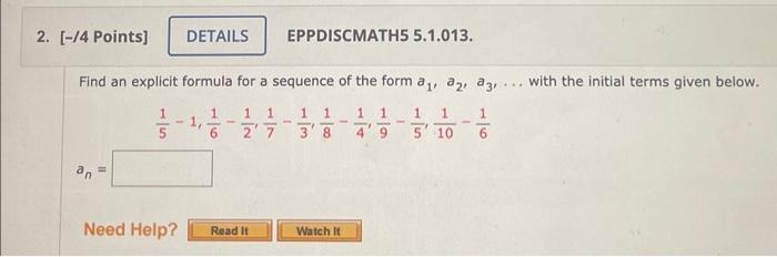 Solved Find an explicit formula for a sequence of the form | Chegg.com