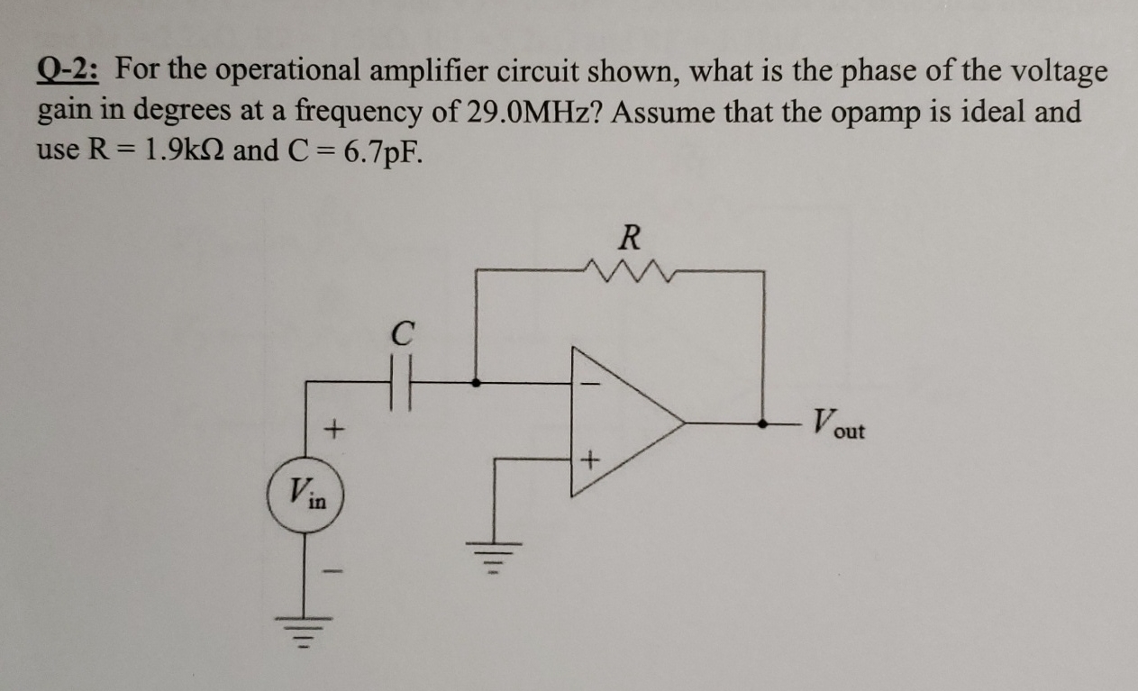 Solved Q-2: For the operational amplifier circuit shown, | Chegg.com