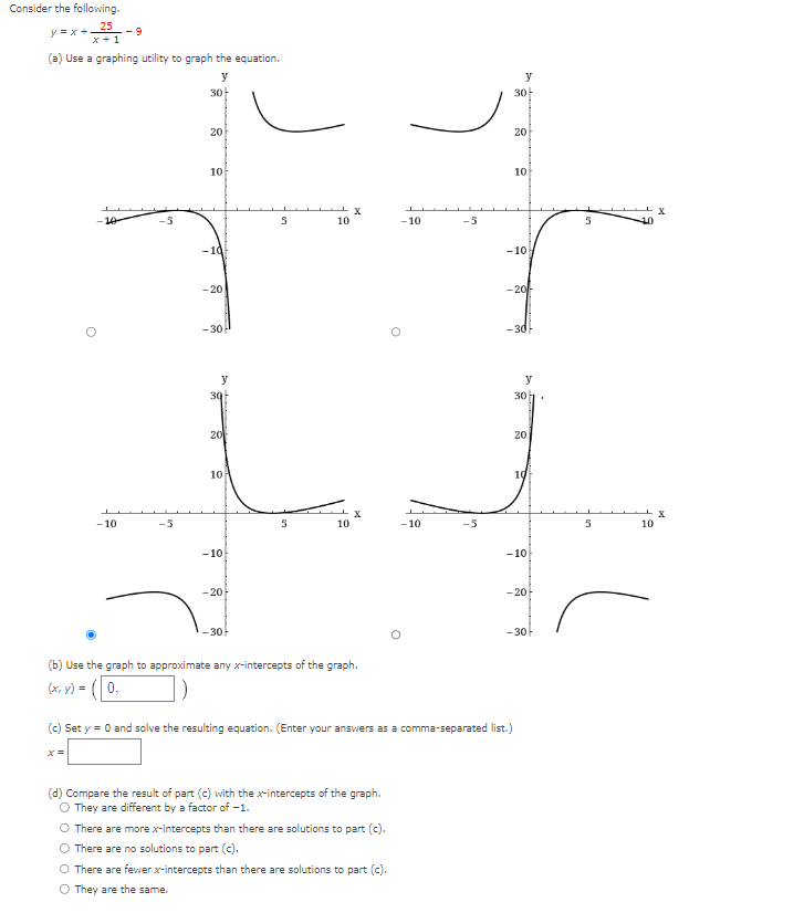Solved Consider the following.y=x+25x+1-9(a) ﻿Use a graphing | Chegg.com