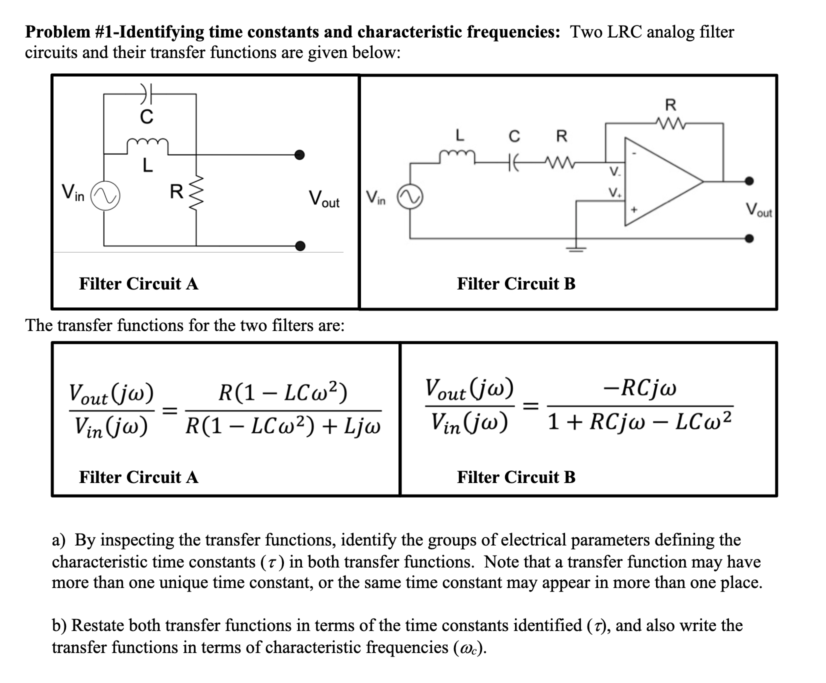 Solved Problem \#1-Identifying time constants and | Chegg.com