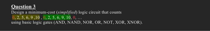 Solved Question 3 Design a minimum-cost (simplified) logic | Chegg.com
