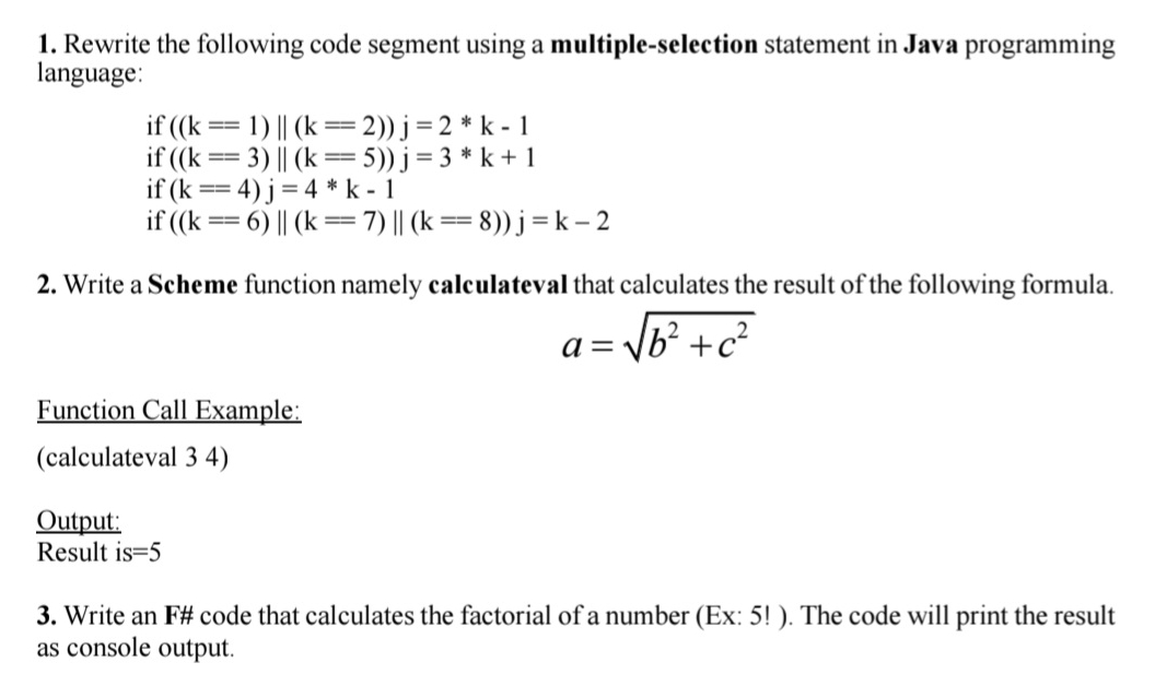 Solved Rewrite the following code segment using a | Chegg.com