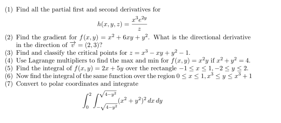 (1) ﻿Find all the partial first and second | Chegg.com