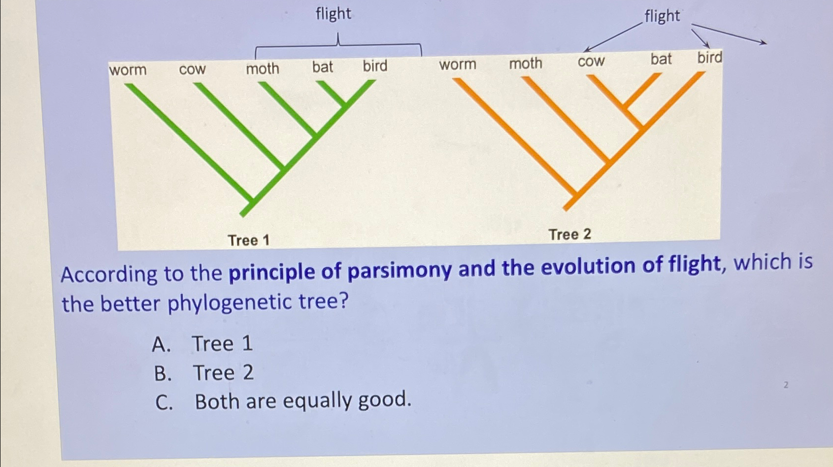 Solved According to the principle of parsimony and the | Chegg.com