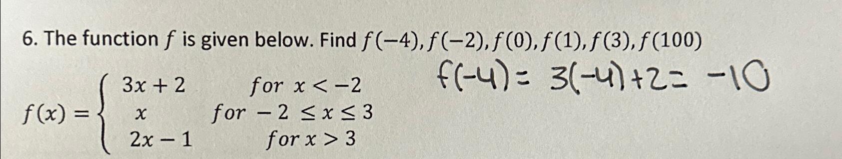 Solved The function f ﻿is given below. Find | Chegg.com