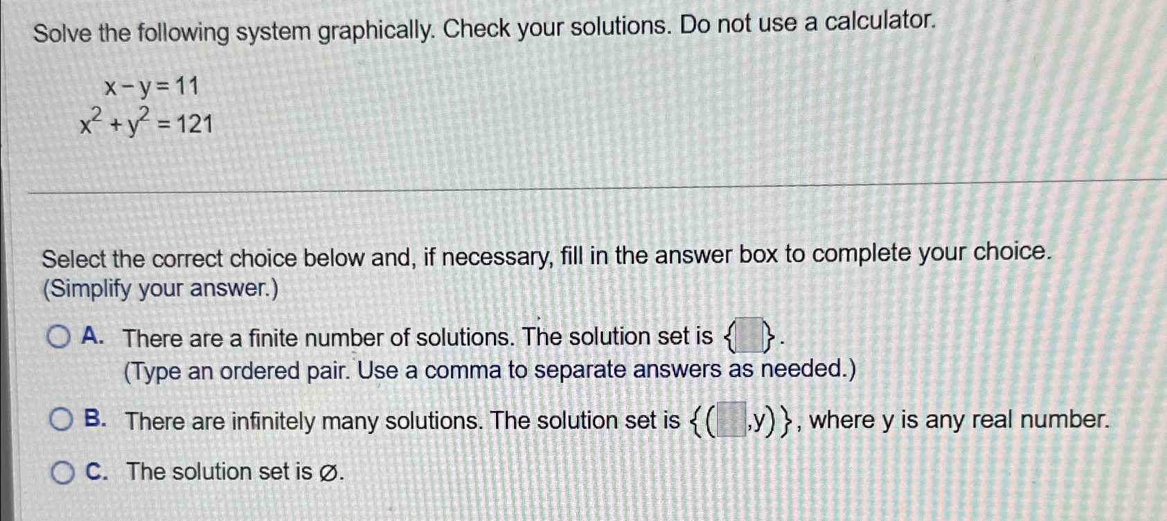 Solved Solve the following system graphically. Check your | Chegg.com