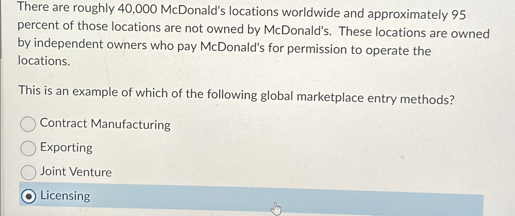 Solved There are roughly 40,000 ﻿McDonald's locations | Chegg.com