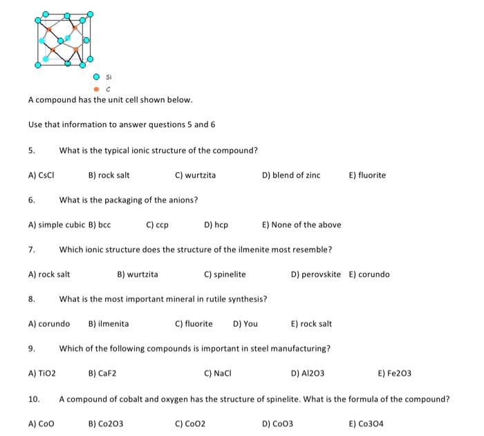 Solved 5. What is the typical ionic structure of the | Chegg.com