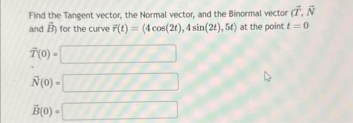 Solved Find the Tangent vector, the Normal vector, and the | Chegg.com