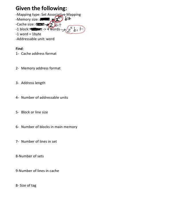 Solved use 2-way set associative mapping, please deal with | Chegg.com