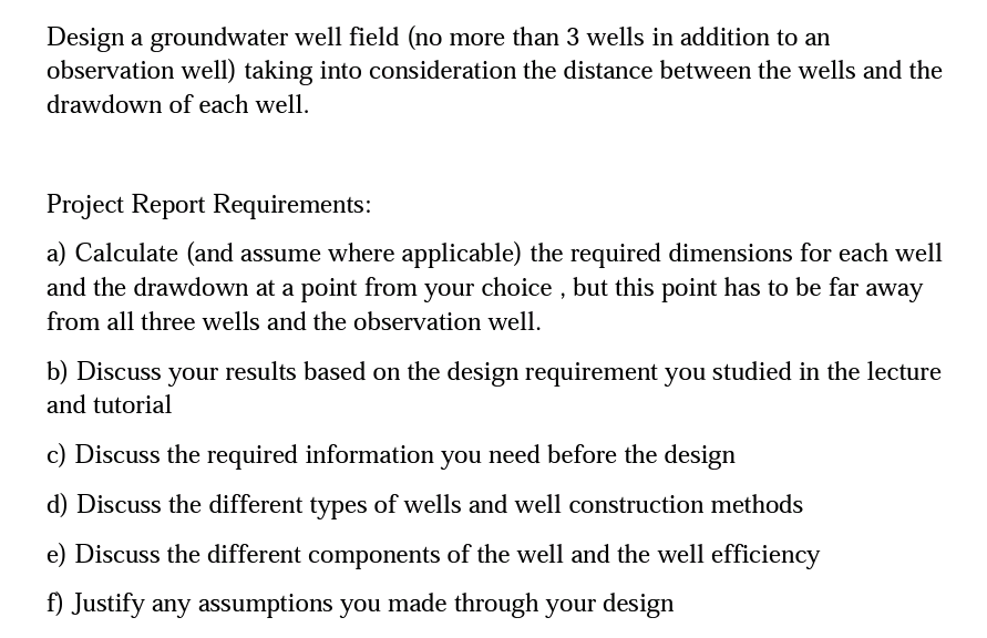 Solved Design a groundwater well field (no more than 3 wells | Chegg.com