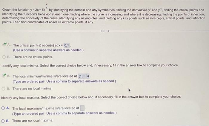 Solved Graph the function y=2x−5x52 by identifying the | Chegg.com