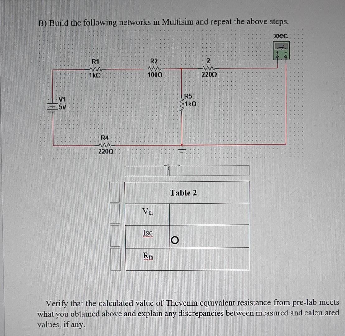 Solved B) Build the following networks in Multisim and | Chegg.com