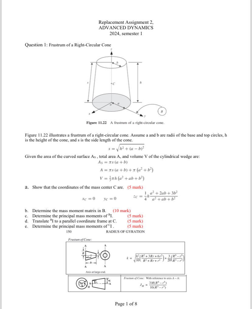 Solved Replacement Assignment 2,ADVANCED DYNAMICS 2024 , | Chegg.com