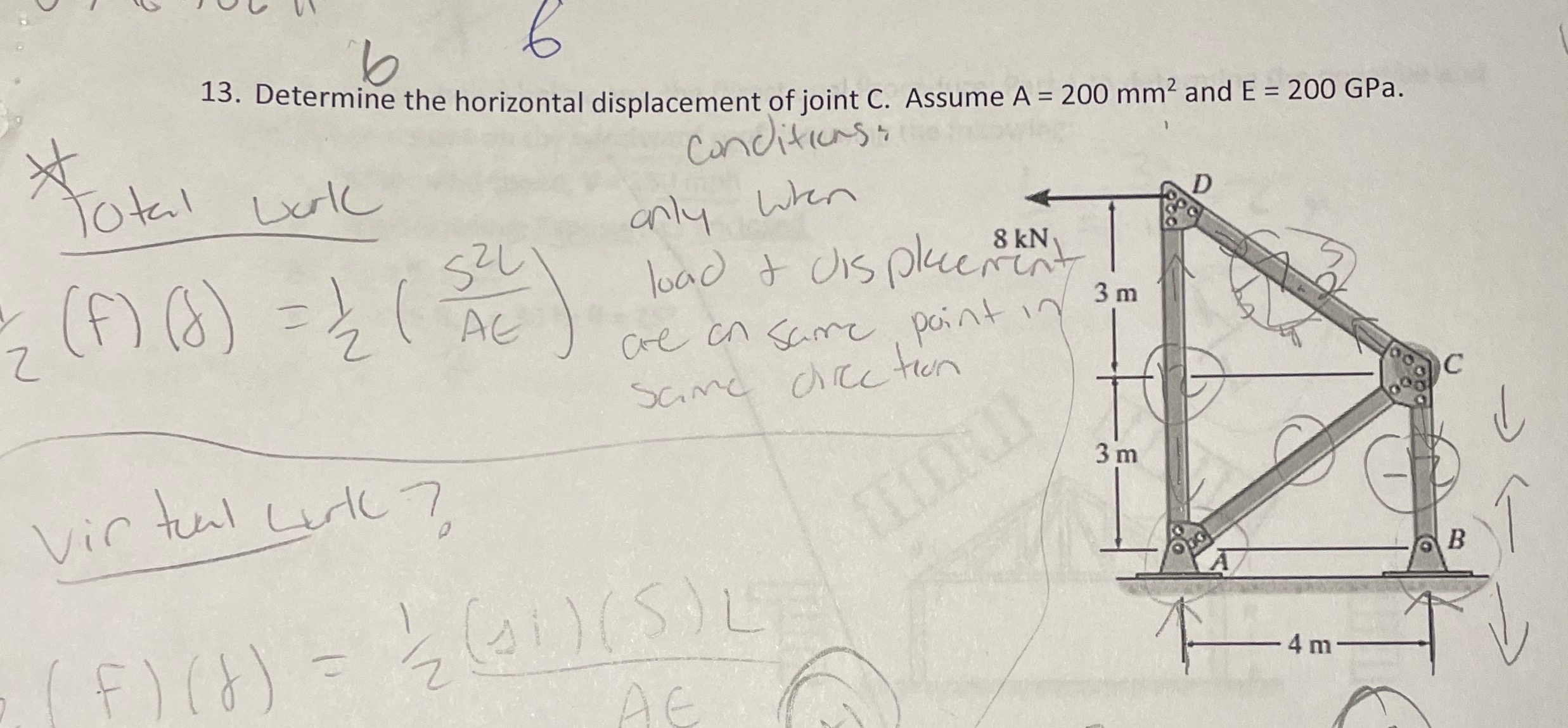 Solved Determine the horizontal displacement of joint C. | Chegg.com
