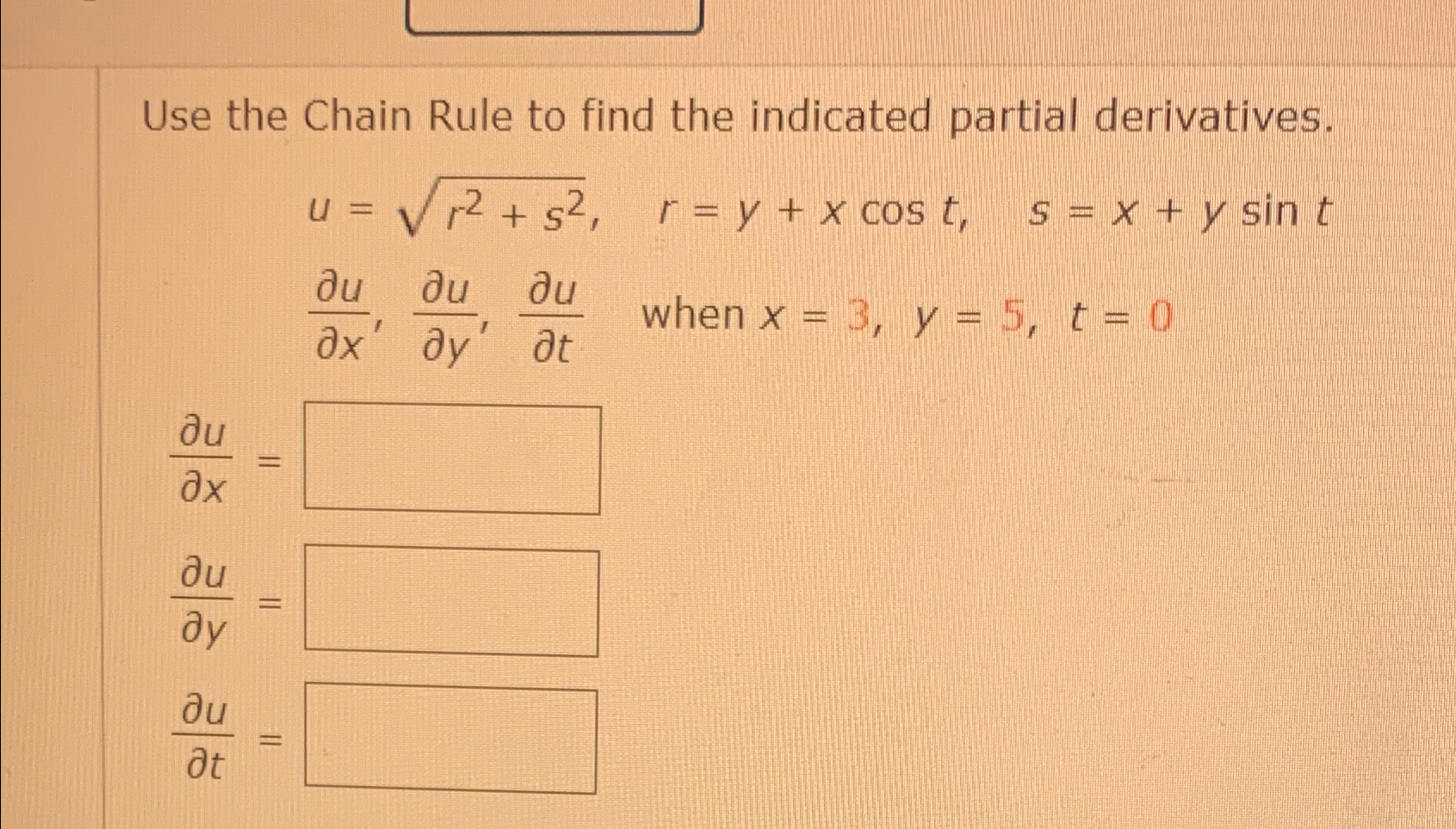 Solved Use the Chain Rule to find the indicated partial | Chegg.com