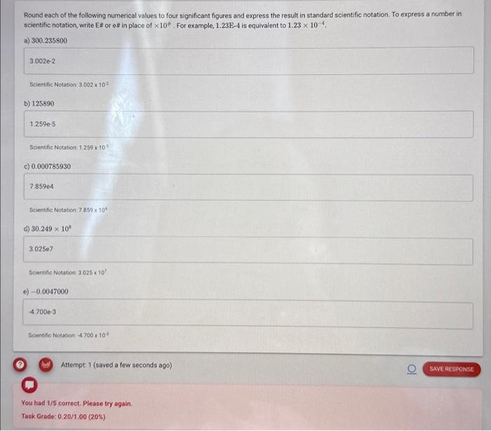 Solved Round each of the following numerical values to four | Chegg.com