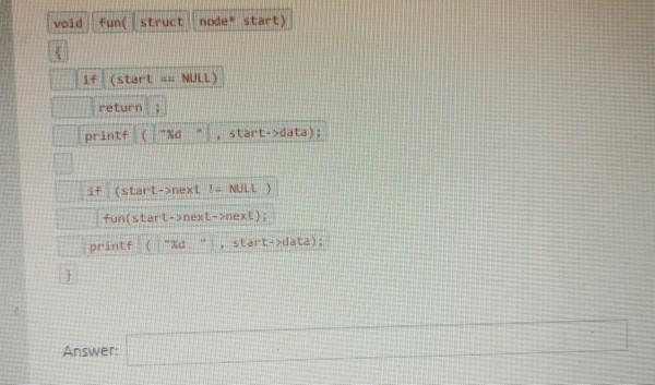 Solved Void Fun Struct Node Start 17 Start Null Return