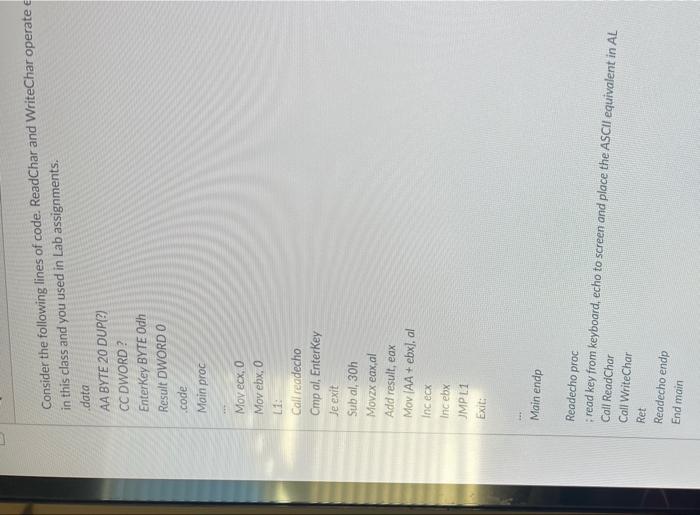 Solved Consider the following lines of code. ReadChar and | Chegg.com