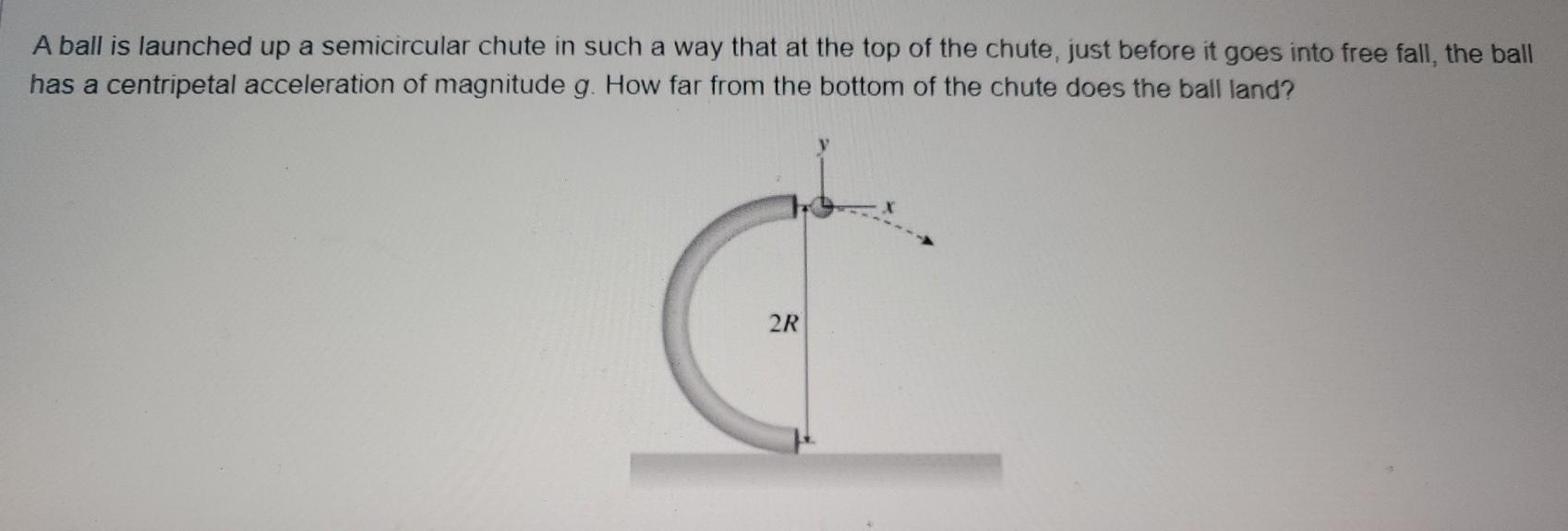 Solved A ball is launched up a semicircular chute in such a | Chegg.com