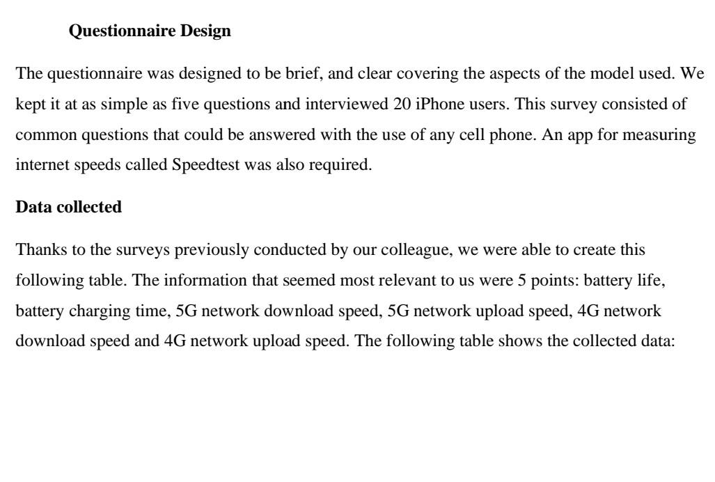 Solved Questionnaire Design The questionnaire was designed | Chegg.com