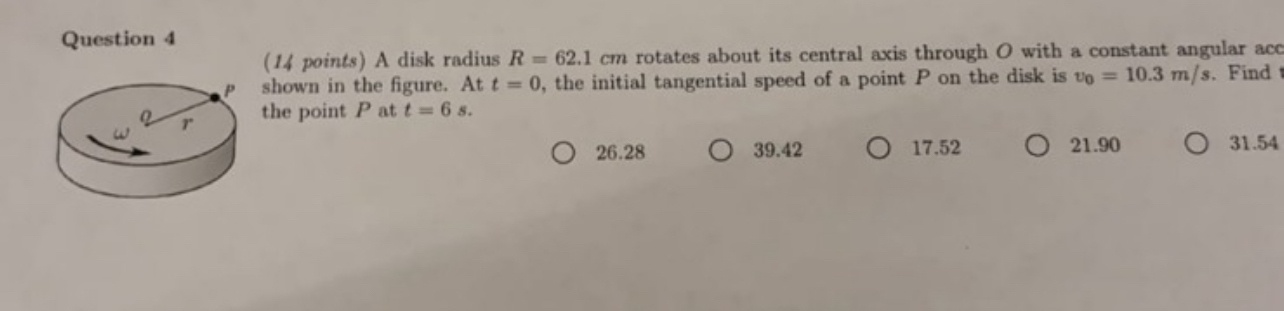 Question 4(14 ﻿points) ﻿A disk radius R=62.1cm | Chegg.com