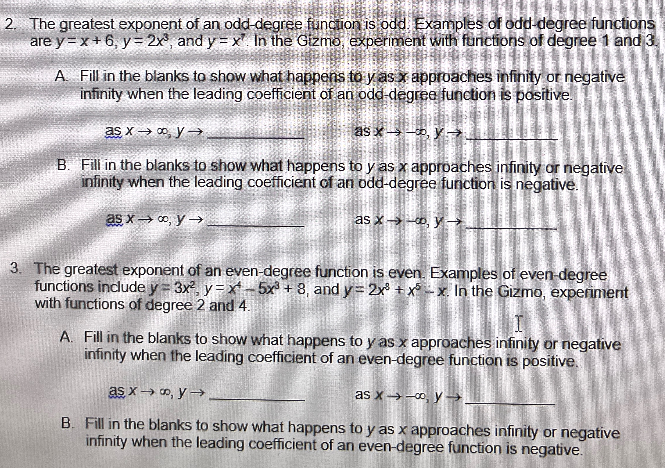 Solved The greatest exponent of an odd-degree function is | Chegg.com