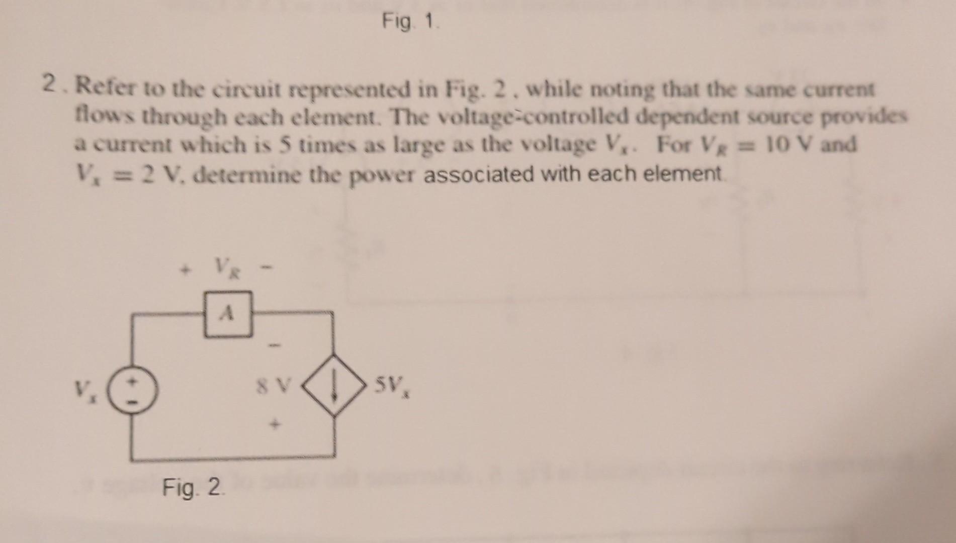Solved 2. Refer to the circuit represented in Fig. 2. while | Chegg.com