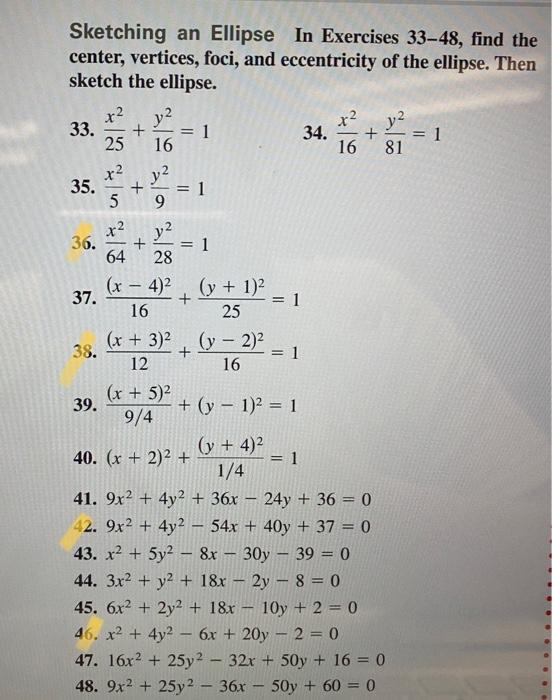 Solved Finding the Standard Equation of an Ellipse In | Chegg.com
