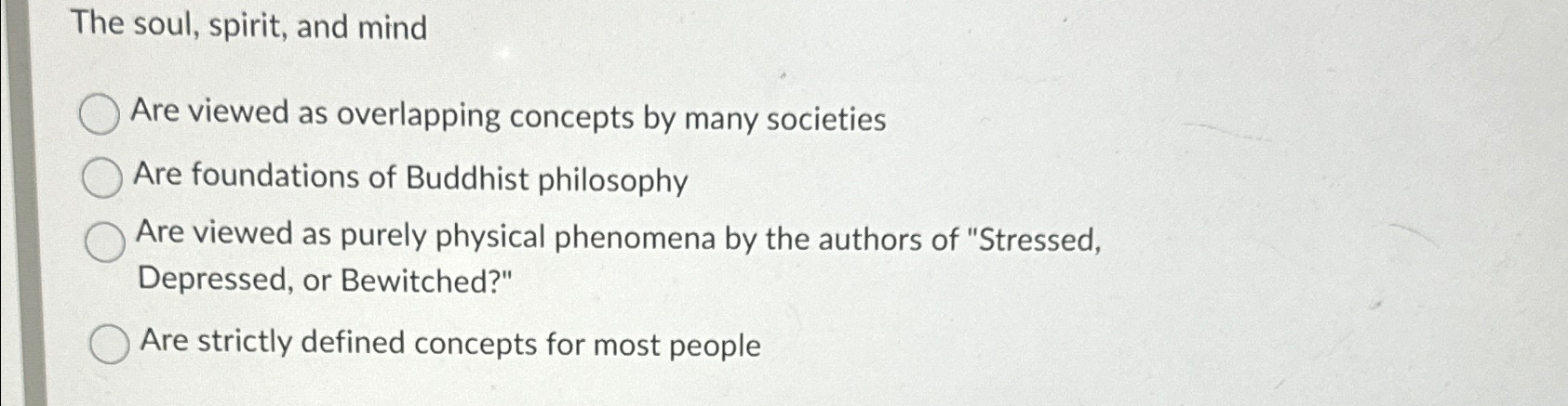 Solved The soul, spirit, and mindAre viewed as overlapping | Chegg.com