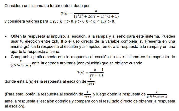 Usando Matlab: Considera un sistema de tercer orden, | Chegg.com
