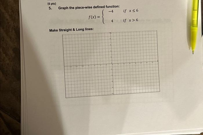 Solved 5. Graph the piece-wise defined function: f(x)={−44 | Chegg.com