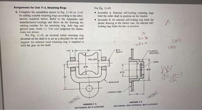 Assignments for Unit 11-3, Retaining Rings For Fig, | Chegg.com