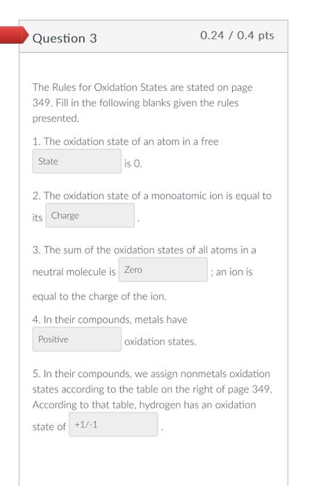 Solved The Rules for Oxidation States are stated on page | Chegg.com