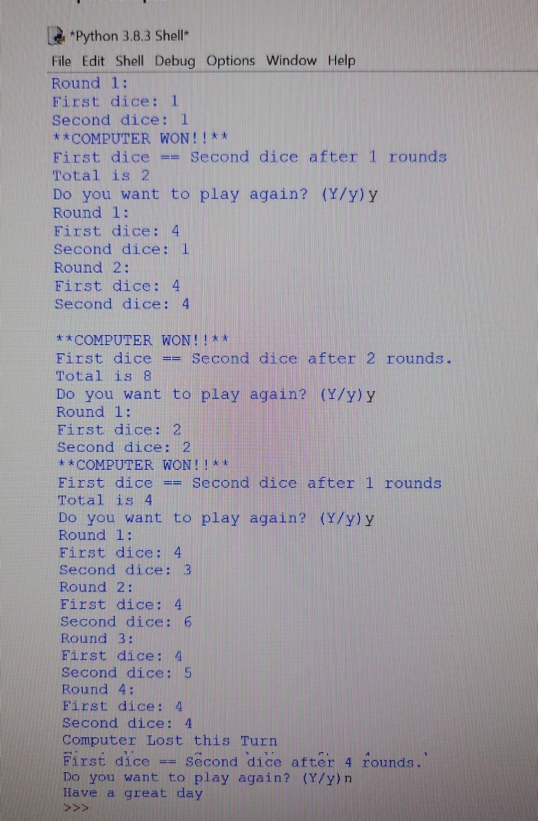 Solved looking for code that will make my output look like | Chegg.com
