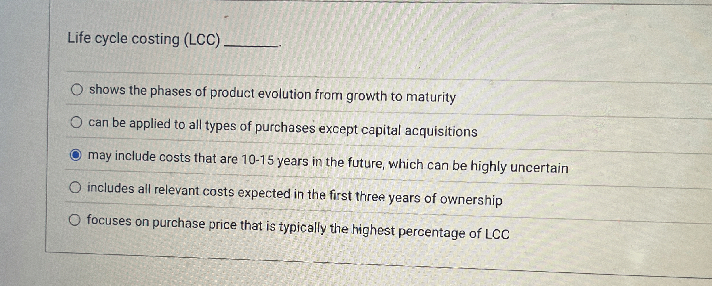 Solved Life cycle costing (LCC) ﻿shows the phases of | Chegg.com