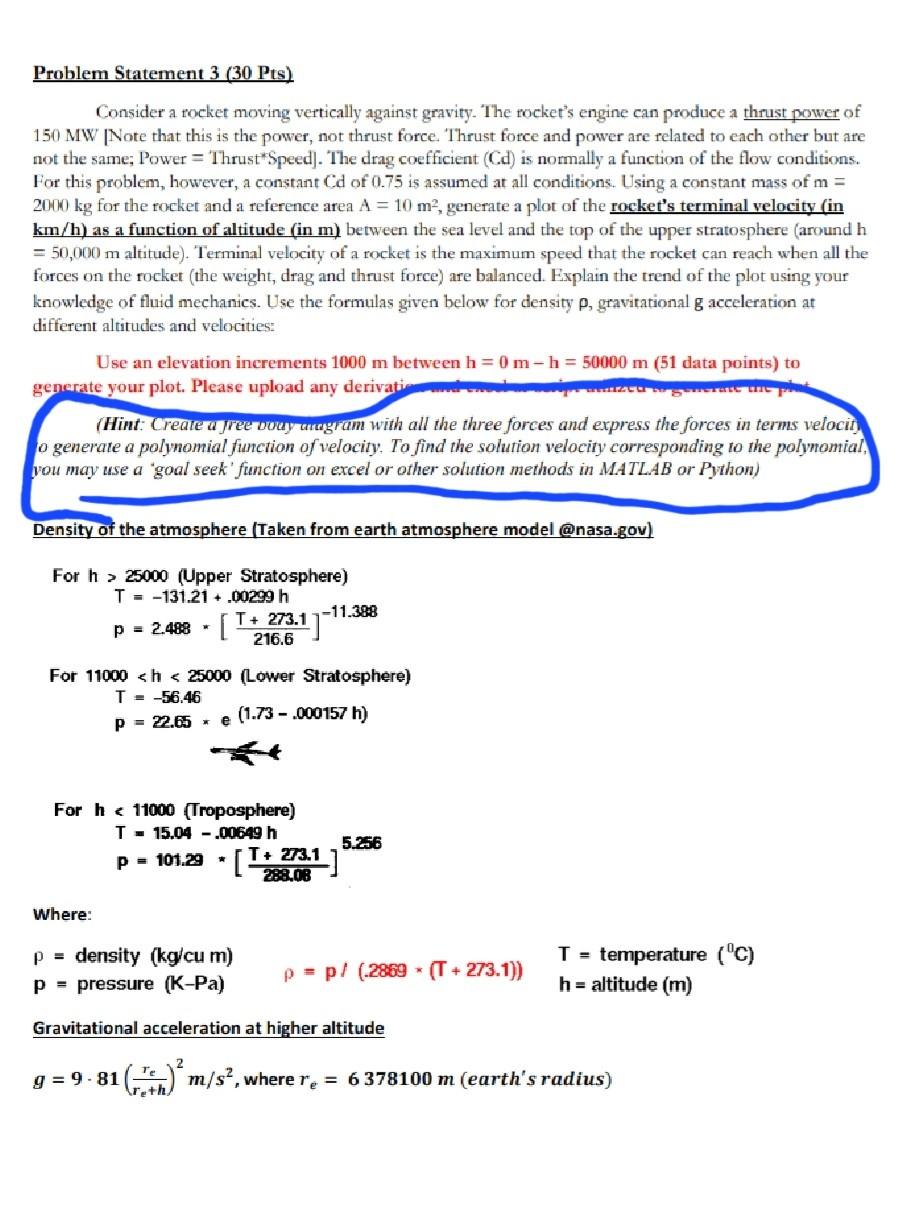 Problem Statement 3(30Pts) Consider a rocket moving | Chegg.com